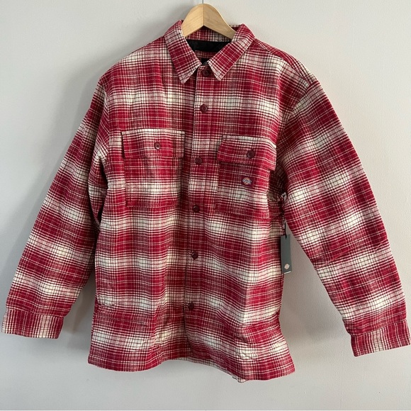 Dickies | Jackets & Coats | Dickies Red Plaid Flannel Shirt Jacket Mens ...